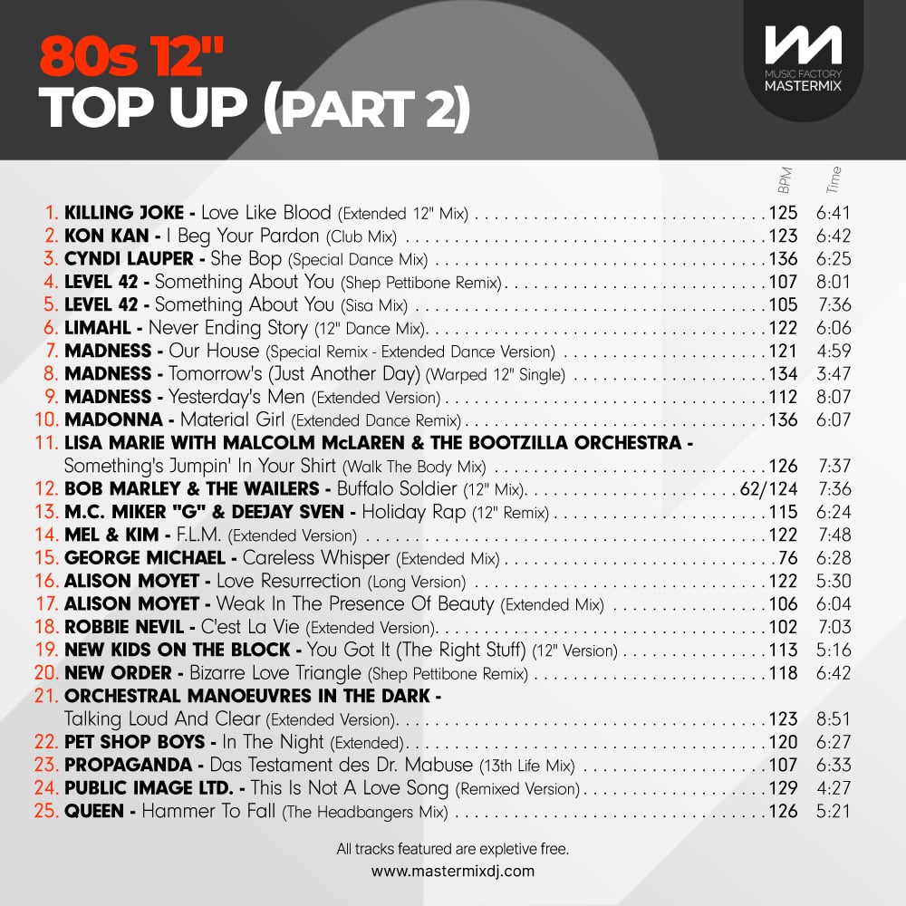 80s 12" USB Top Up - Mastermix